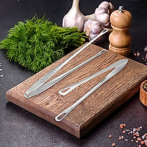 4 Pack 18/10(304) Stainless Steel Grill Tongs Korean Japanese Barbecue Tongs Kitchen Food Tongs Tweezers Cooking Clamp (9.5inch)