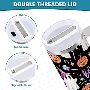 ODAWA Large Cute Halloween Specter Insulated Water Tumbler with Handle and Straw Lid, 2 in 1 Lid Steel Insulated Tumbler