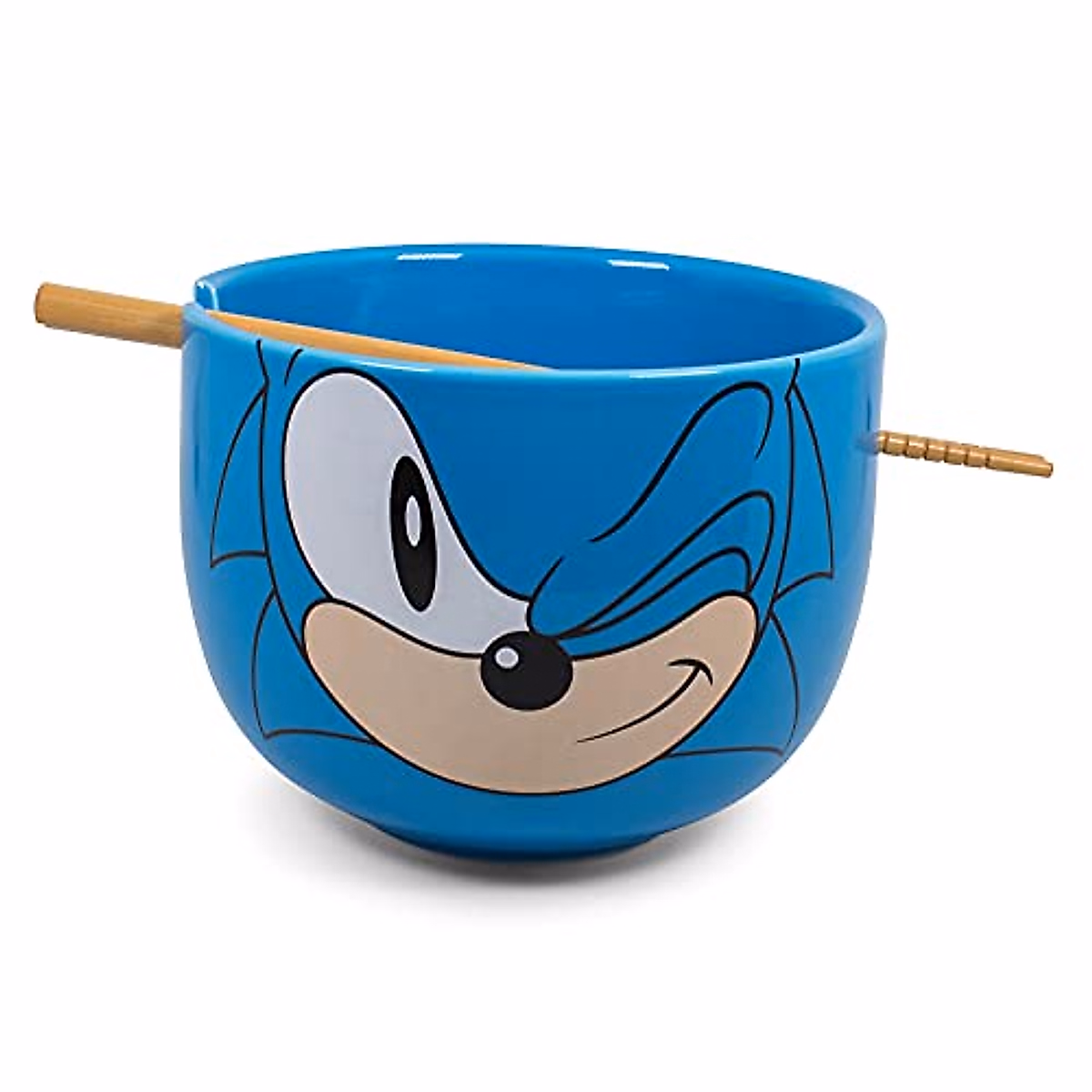 Sonic The Hedgehog Japanese Ceramic Dinnerware Set | Includes 14-Ounce Ramen Bowl and Wooden Chopsticks | Asian Food Dish Set for Home Kitchen | Fun Gamer Gifts