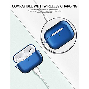 AirPods Pro Case Cover with Lanyard, Luxurious AirPod Pro Cover Hard Shell, Plastic + Silicone 2 in 1 AirPods Pro Skin, AirPos Protective Case for AirPod Pro Charging Case(Royal Blue)