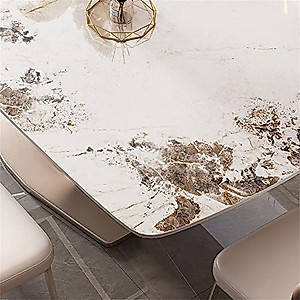 LITFAD Modern Rectangle Dining Table Set 7 Pieces Home Furniture Dinette Table Set with Metal Base Kitchen Table Set Restaurant Table and Chairs Set of 6-7 Pieces: Table with 6 Chairs