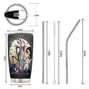 Sarvakua Christmas Tumbler, Christmas Coffee Travel Mug/Cup, Christmas Halloween Gifts For Wife Husband, Couple 20oz Insulated Stainless Steel Travel Mug with Lid