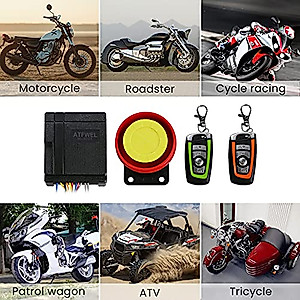 ATFWEL Waterproof Motorcycle Alarm System 12V Motorcycle Anti-Theft Alarm Security System Remote Control Horn Alarm Warner Adjustable 5 Sensitivity Levels