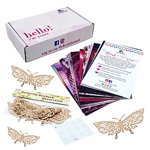 Elevation Art Photo Collage Kit for Wall Aesthetic, 55 Photos and 12 3D Butterfly Stickers. Peaceful Pink and Blue Room Decor for Teen Girl Room Decor and Dorm Rooms.