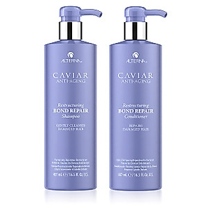 Alterna Haircare CAVIAR Anti-Aging Restructuring Bond Repair Shampoo and Conditioner Bundle, 16.5 oz | For Brittle, Damaged Hair | Repairs, Strengthens and Protects Damaged Hair | Sulfate Free