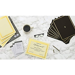 Gartner Studios Certificate Holder, Black with Gold Foil Detail, Fits 8.5” x 11” Documents, 36 Count (54515)
