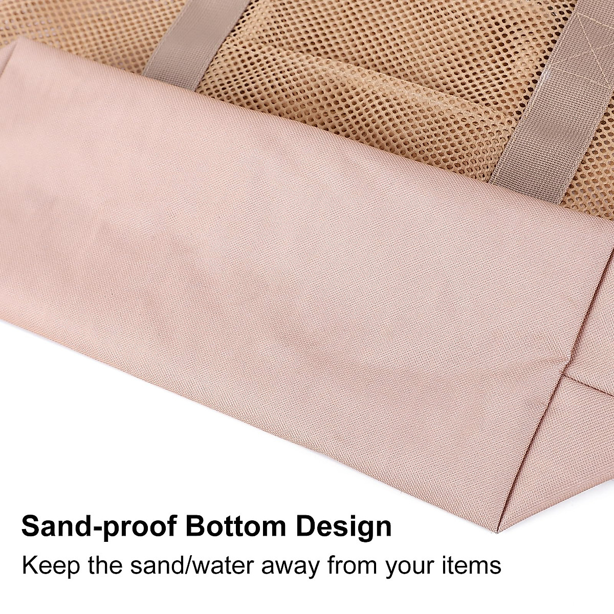 Mesh Beach Bags, Grocery Produce Tote Bag with Zipper & Pockets for Gym, Picnic, Shopping or Travel