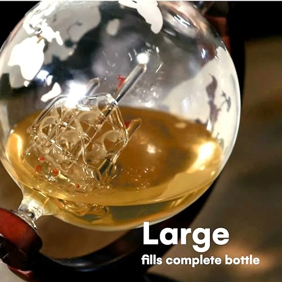flybold Whiskey Decanter Whiskey Globe Decanter and Glass Set Antique Handblown Ship Decanter Certified Safe Gifts for men Scotch Bourbon Wine Rum Tequila Decanter 28oz 850ml