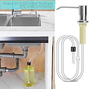 ONMUST Soap Dispenser for Kitchen Sink, Built in Soap Dispensers with 46 Inches Tube Connects Directly to Soap Bottle, No More Frequent Refills, Countertop Sink Soap Dispenser Pump with 500ML Bottle