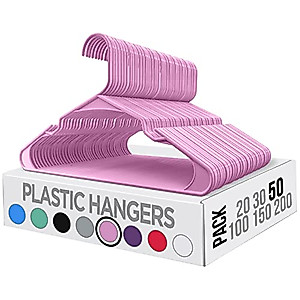 Utopia Home Clothes Hangers 50 Pack - Plastic Hangers Space Saving - Durable Coat Hanger with Shoulder Grooves (Pink)
