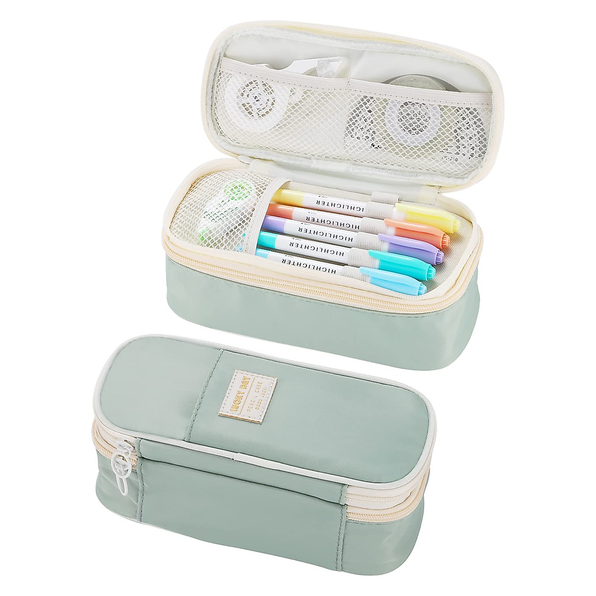 Dugio Large Pencil Case for Girls Teens Kids Pencil Bag with Zipper Pencil Pouch Aesthetic Pencil Pen Case Organizer for School Green