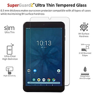 [2-Pack] for Onn 8" Tablet/Onn Surf 8" Screen Protector [Tempered Glass], SuperGuardZ, 9H, 0.3mm, 2.5D Round Edge, Anti-Scratch, Anti-Bubble [Lifetime Replacement]