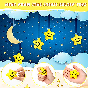 Jerify 60 Pieces Star Smile Face Stress Balls Bulk for Kids Mini Foam Smile Ball Stress Relief Toys for Classroom Exchange Gifts Classroom Prizes School Carnival Reward Party Favors Fillers