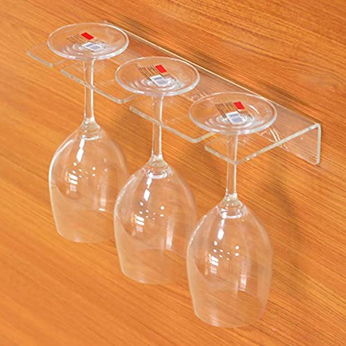 Cabilock 3 pcs Storage Transparent Wall-mounted Thickened Glasses Kitchen Wall Mounting Hanging Slot Rack Stemware Acrylic Cabinet Wine Hanger Cup Clear Barware Mounted for Bar Glass Under