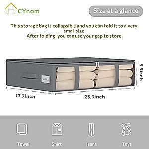 Under Bed Storage Bins - Clothes Storage Bags Underbed Container Foldable Large Capacity Thick Breathable Fabric Clothes Organizer for Clothing, Shoes, Blankets, Sweaters, Toys (Grey, 2 Pack)