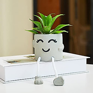 Artificial Potted Plants, Small Fake Plants in Pots Funny Desk Faux Succulents Plant with Cute Hanging Leg Artificial Plants for Home Decor Indoor for Office Decor, Bathroom, Bedroom, Shelves