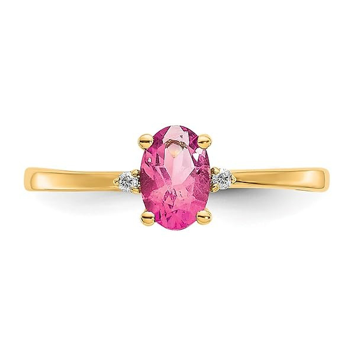 IceCarats 14K Yellow Gold Diamond Pink Tourmaline October Birthstone Ring Gemstone Band Size 6