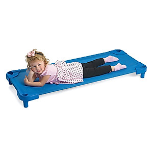 Children’s Factory Value Line Nap Cots, Kids Daycare and Preschool Sleeping Cot, Standard Size, Set of 4, Blue