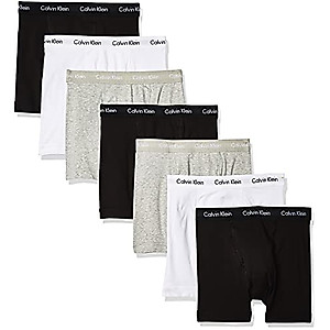 Calvin Klein Men's Cotton Stretch 7-Pack Boxer Brief, 3 Black, 2 Grey Heather, 2 White, M