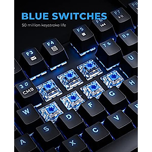 havit Mechanical Keyboard and Mouse Combo RGB Gaming 104 Keys Blue Switches Wired USB Keyboards with Detachable Wrist Rest, Programmable Gaming Mouse for PC Gamer Computer Desktop (Black)