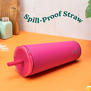 Reduce Halo 32 oz Stainless Steel Vacuum Insulated Tumbler - Spill Proof Travel Mug with Flip Handle Lid - Keeps Drinks Cold for 32 Hrs - Dishwasher Safe - Cupholder Friendly - Dragon Fruit