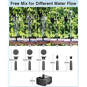 NFESOLAR Solar Water Pump, 5.5W Solar Water Fountain Pump with 1500mAh Battery Backup, 4ft Tubing 16.4ft Cable, 92.5 GPH Solar Pond Pump for Bird Bath Outdoor Ponds Garden Pool Water Feature