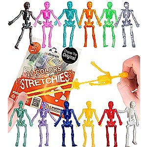 UpBrands 144 Party Favors for Kids Stretchy Skeleton Bulk Set, 12, Kit for Birthday's, Halloween, Goodie Bags, Easter Egg Basket, Pinata Filler, Small Toys Classroom Prizes