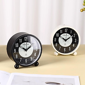 GRFIT Alarm Clocks Super Loud Rechargeable Luminous Alarm Clock, 4 "Round Silent Analog Table Clock Non-Ticking, Desk Clock for Bedroom, Bedside Table Bedside Clock (Color : Brass)