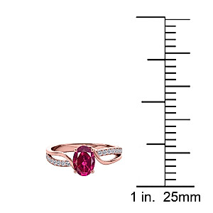 Aonejewelry 10K Oval Shape Created Ruby Diamond Ring In Rose, White & Yellow Gold, Best Valentinesday Gift