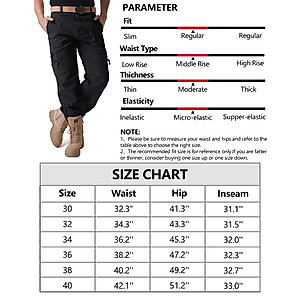 GSGGIG Men's Work Pants Outdoor Tactical Cargo Pants for Men, Cotton Casual Combat Pants with Zipper Pockets No Belt 9920-Black-32