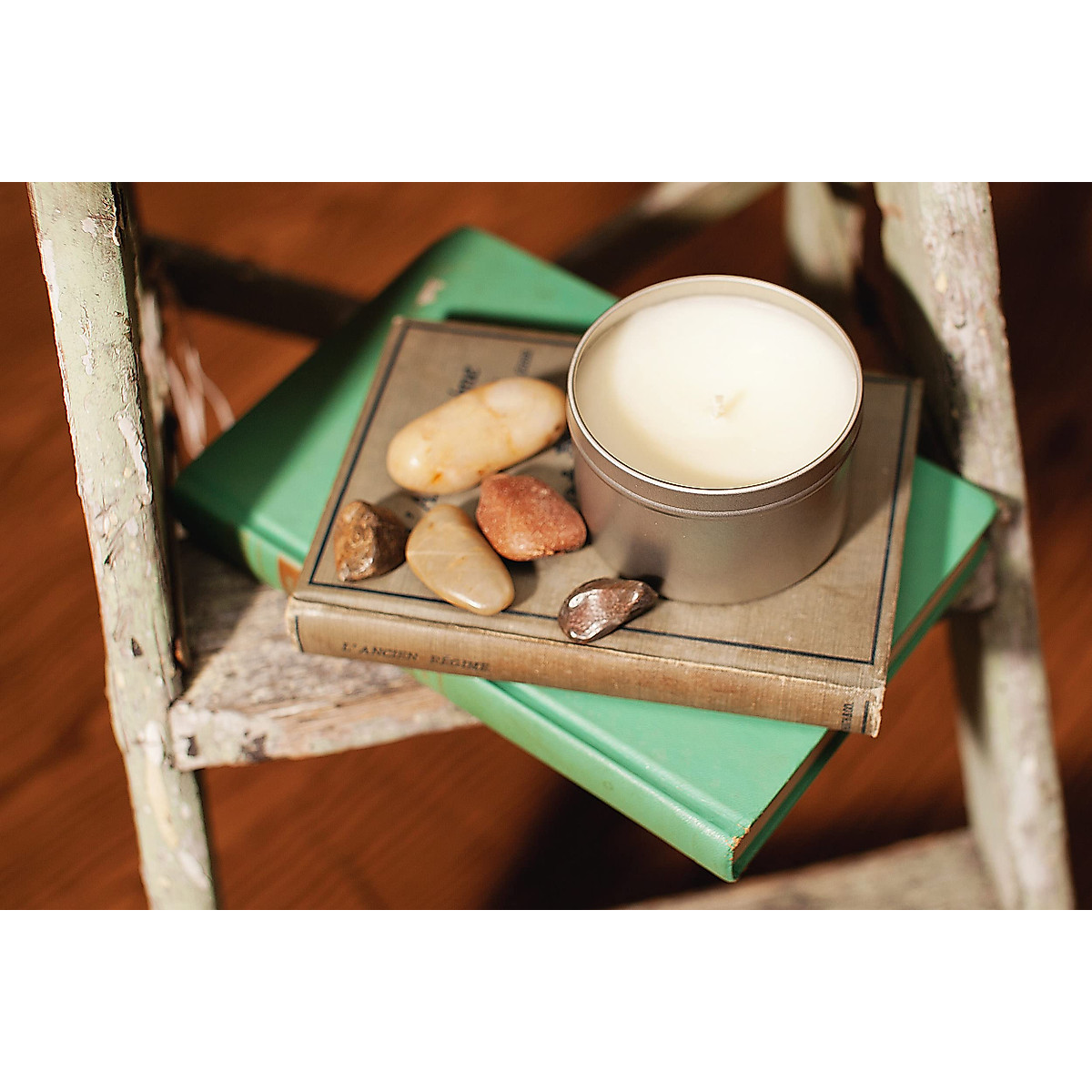 Aira Soy Candles - Organic, Kosher, Vegan, Tin Candle w/Therapeutic Grade Essential Oil Blends - Hand-Poured 100% Soy Candle Wax - Paraffin Free, Burns 110+ Hours - Pure Lavender - 8 Ounces