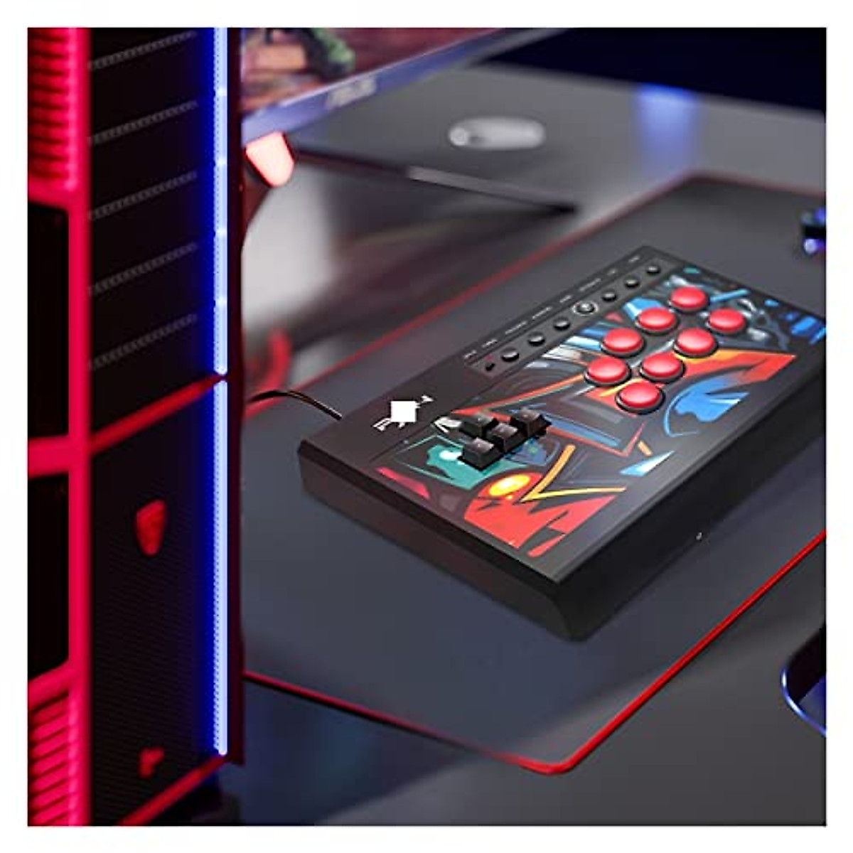 DIACCO Joystick Game Controller Fighting Stick Keyboard Control Wired Arcade Fight Stick Compatible with PS4/ PC/Android TV/N-S/Xbox One (Color : White)