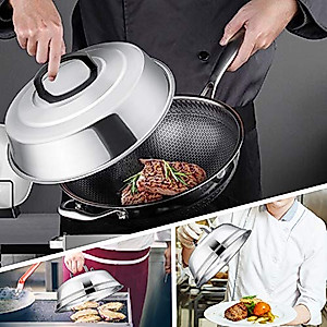 Professional Melting Dome Lid Set of 3, Leonyo 12"- 9" Metal Steam Basting Cover for Griddle Grill Top, Stainless Steel Griddle Accessories for BBQ Flat Top Kitchen Cooking Burger Cheese, Heat Proof