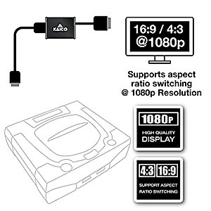 Kaico SEGA Saturn 1080p HDMI Adapter - for use with Sega Saturn - Supports S Video Output – Supports PAL and NTSC Consoles – Aspect Ratio Switch for 16:9 or 4:3