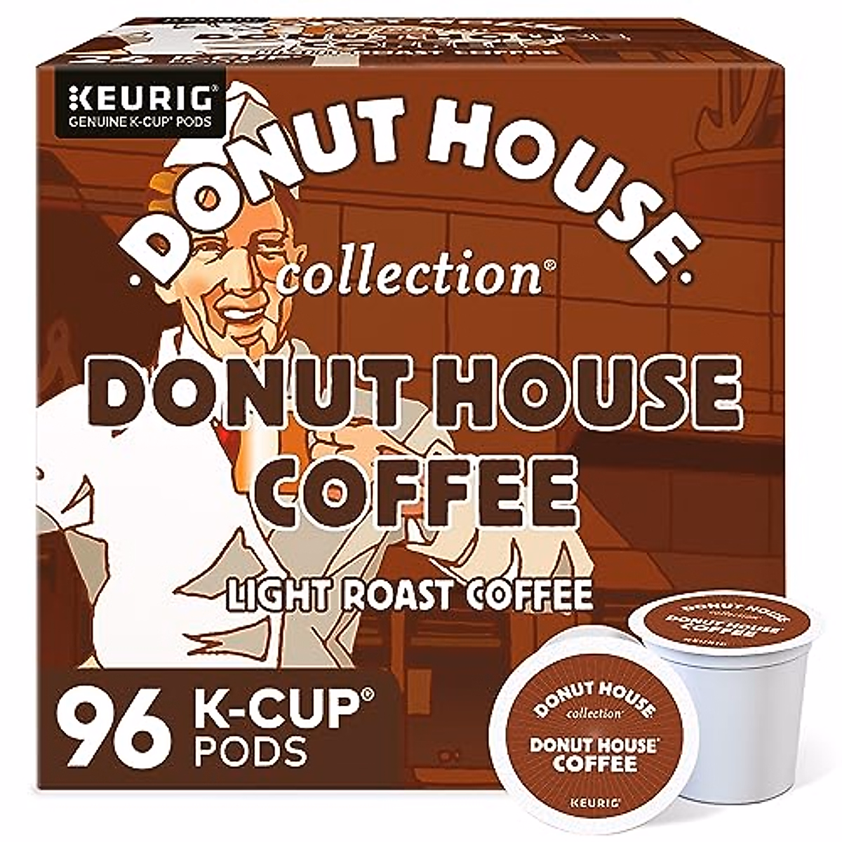 Donut House Collection Donut House Coffee Keurig Single-Serve K-Cup Pods, Light Roast Coffee, 96 Count (4 Packs of 24)