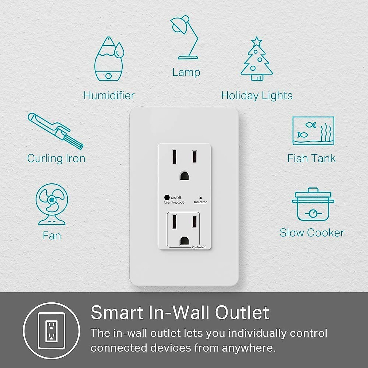 UCOMEN Smart Power Wall Outlets WiFi Sockets W/ 2 Plug outlets Remote Controller Works with Tuya, Smart Home, Alexa, Google Home Requires 2.4 GHz Wi-Fi,2 pcs
