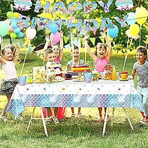 UOMNICUE Mermaid Birthday Party Supplies and Decorations Set, Paper Plates Paper Cups Napkins Straws Cutlery Tablecloth and Happy Birthday Banner for Kids Girls Mermaid Themed Party Favors, Serves 10