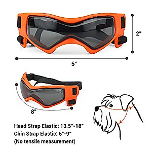 Dog Goggles Medium Breed, Dog Sunglasses Small Breed Dog Eye Sun Light Protection, UV Protection Goggles for Dog with Adjustable Straps, Medium Orange