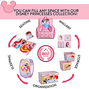 Idea Nuova Disney Little Mermaid Kids and Toddler Canvas Bean Bag Chair with Piping & Top Carry Handle