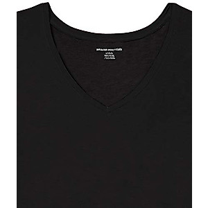 Amazon Essentials Women&#039;s Regular Short-Sleeve v-Neck Swing Dress, Black, X-Large