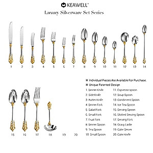 KEAWELL Luxury Gravy Ladle, 18/10 Stainless Steel, Gold Accent, Small Gravy Spoon for Home. Solid and Sturdy, Set of 2, Dishwasher Safe