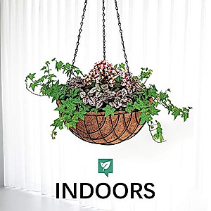 COSYLAND 2PCS 14 inch Coco Liners for Hanging Basket Coconut Fiber Planter Inserts Replacement Liner for Garden Flower Pot