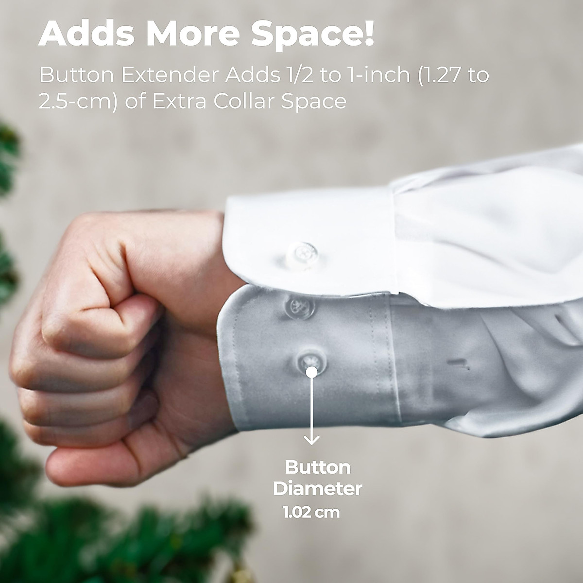 Premium 3-Pack of Collar Extenders (White Buttons) for Men and Women - Magic Extension for Shirts of All Kinds, Soft & Elastic Design - Button Extender for Dress Shirts - Neck Button Extender