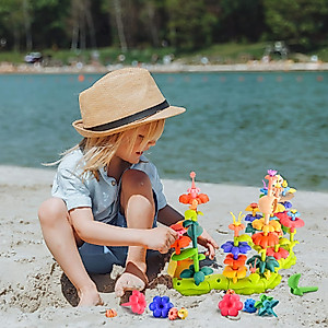 Kreadns Toys for Toddler Girls 2 3 4 Year Old, Flower Garden Building Toys Set, Gardening Pretend Toy, Creativity Stacking Block Games for Age 3+ yr Kids