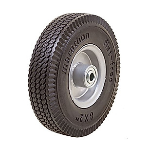Marathon 8x2" Flat Free, Hand Truck / All Purpose Utility Tire on Wheel, 2.375" Centered Hub, 1/2" Bearings