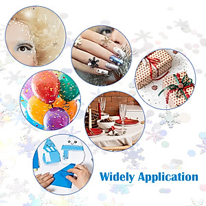 Quacc Laser Silver Snowflakes Confetti Lovely Winter Wedding Confetti Xmas Table Decorations Circles Party Confetti Sequins for Frozen Themed Birthday Party, Gender Reveal (30g, About 900pcs)