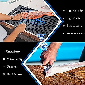 Mershca Fish Fillet Mat with Storage Bag, Portable Fish Cleaning & Cutting Board Grips Fish for Easy Filleting, Fish Mat for Scaling Fish, 14"x24"