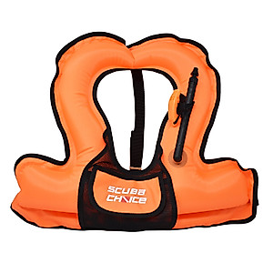 Scuba Choice Kids Snorkel Vest with Front Pocket & Whistle, Orange