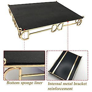 Mirror Tray, Gold Perfume Tray, Large Decorative Tray, Metal Jewelry Tray, Makeup Perfume Holder Organizer for Dresser, Vanity, Bathroom 13.8 "X9.8 X2