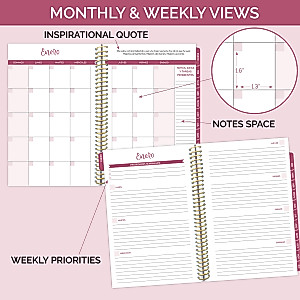 bloom daily planners UNDATED Spanish Calendar Year Day Planner - Passion/Goal Organizer - Monthly/Weekly Agenda Book with Tabs (January to December) - 6" x 8.25" - Folky Floral